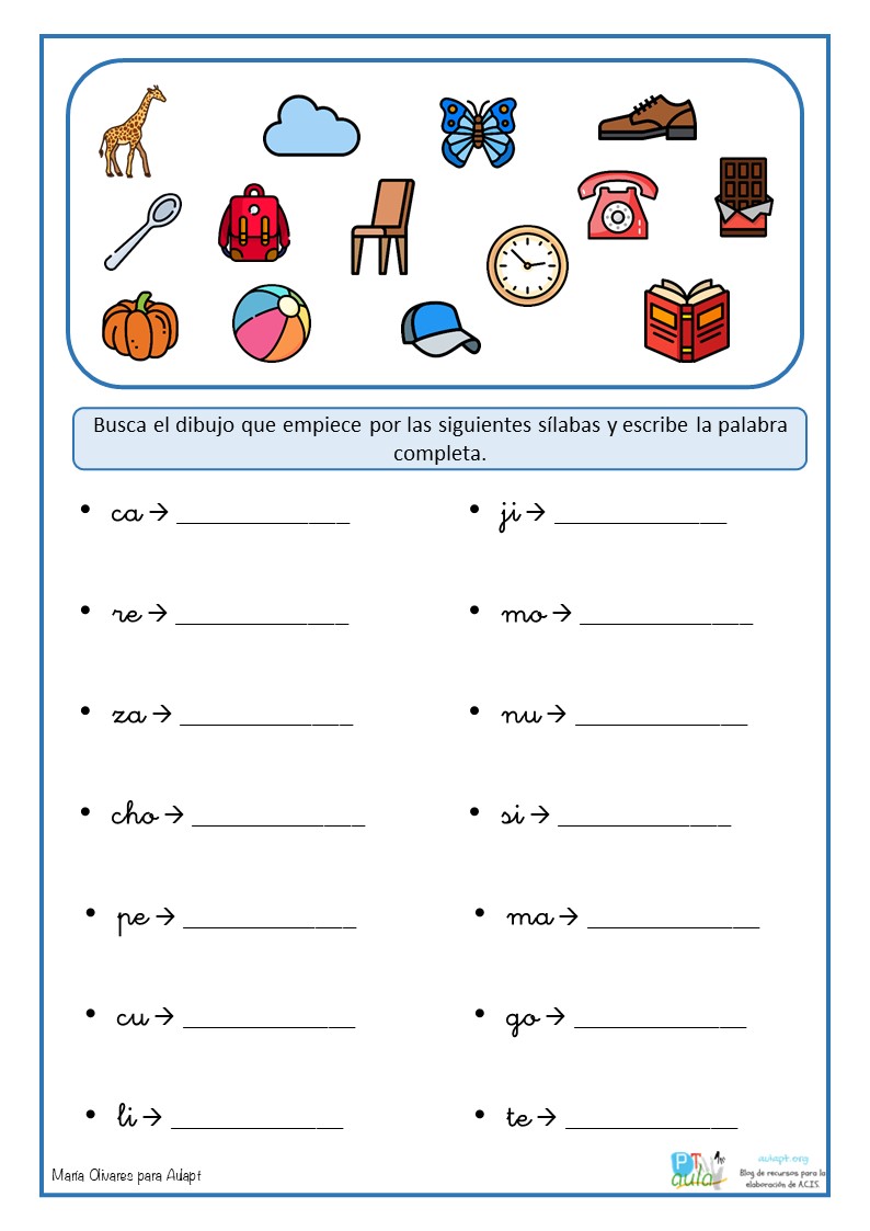 Conciencia fonológica con pistas visuales: Encuentra las palabras que ...