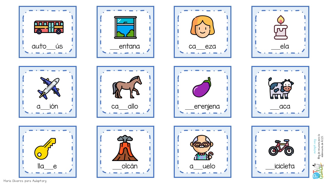 Ortografía B – V: Baraja de cartas con pistas visuales