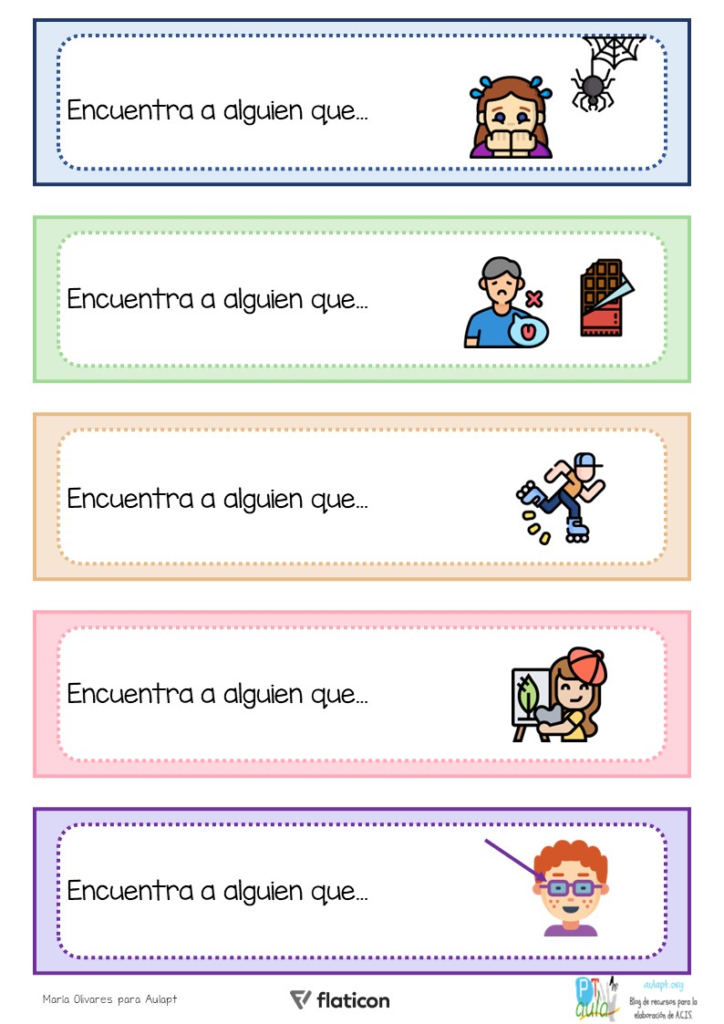 Dinámica para los primeros días de clase: Tiras «Encuentra a alguien…»