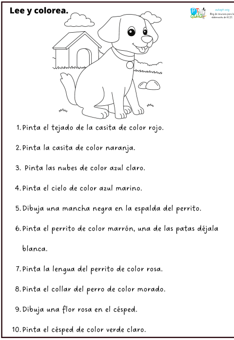 Comprensión lectora, lee y colorea.