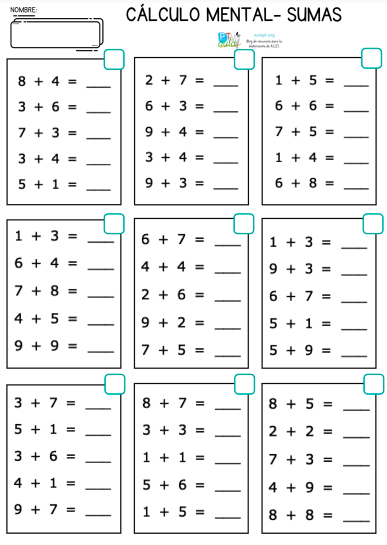 Cálculo mental – sumas