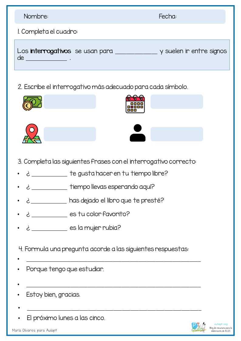Ficha de actividades: Interrogativos
