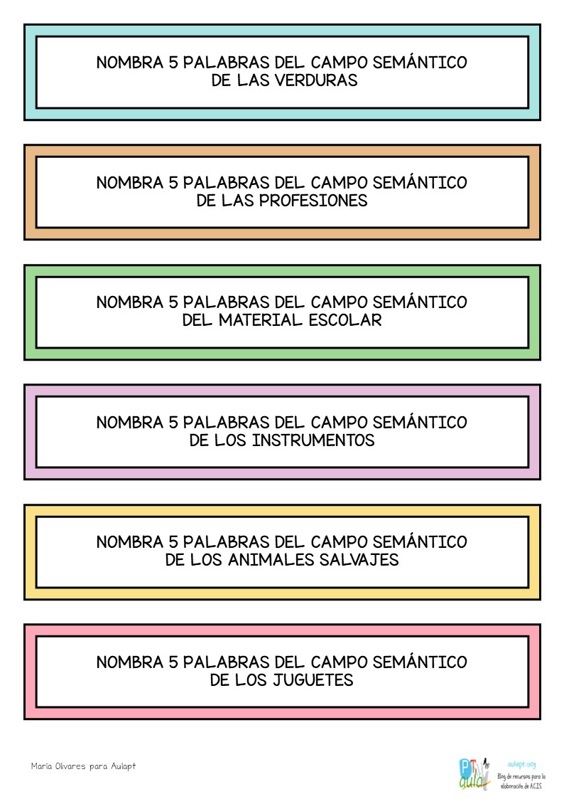 Tarjetas: Juego de campos semánticos