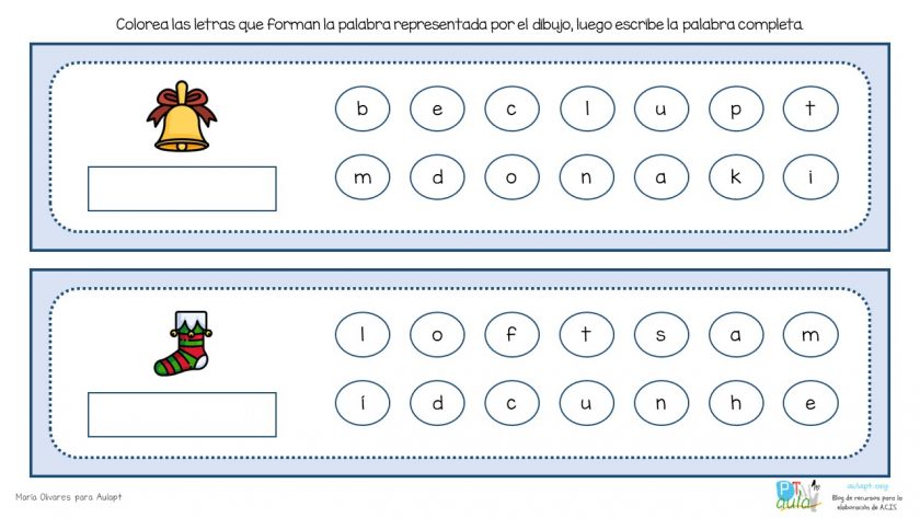 Tiras para trabajar la conciencia fonológica con vocabulario navideño ...