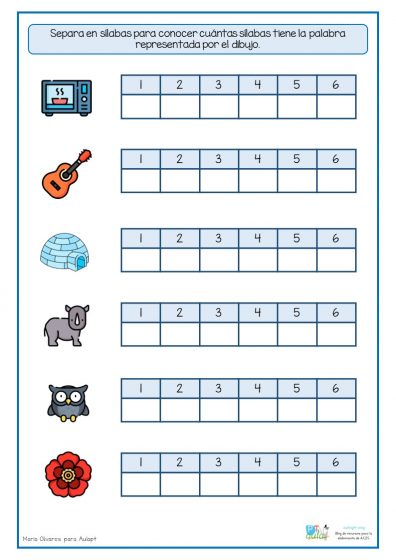 Fichas cuenta sílabas