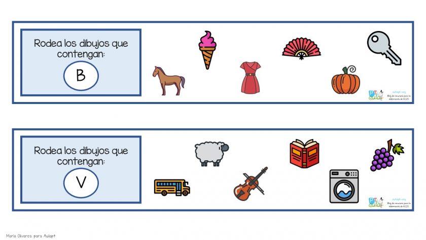 Tiras de ortografía: Palabras con b y v