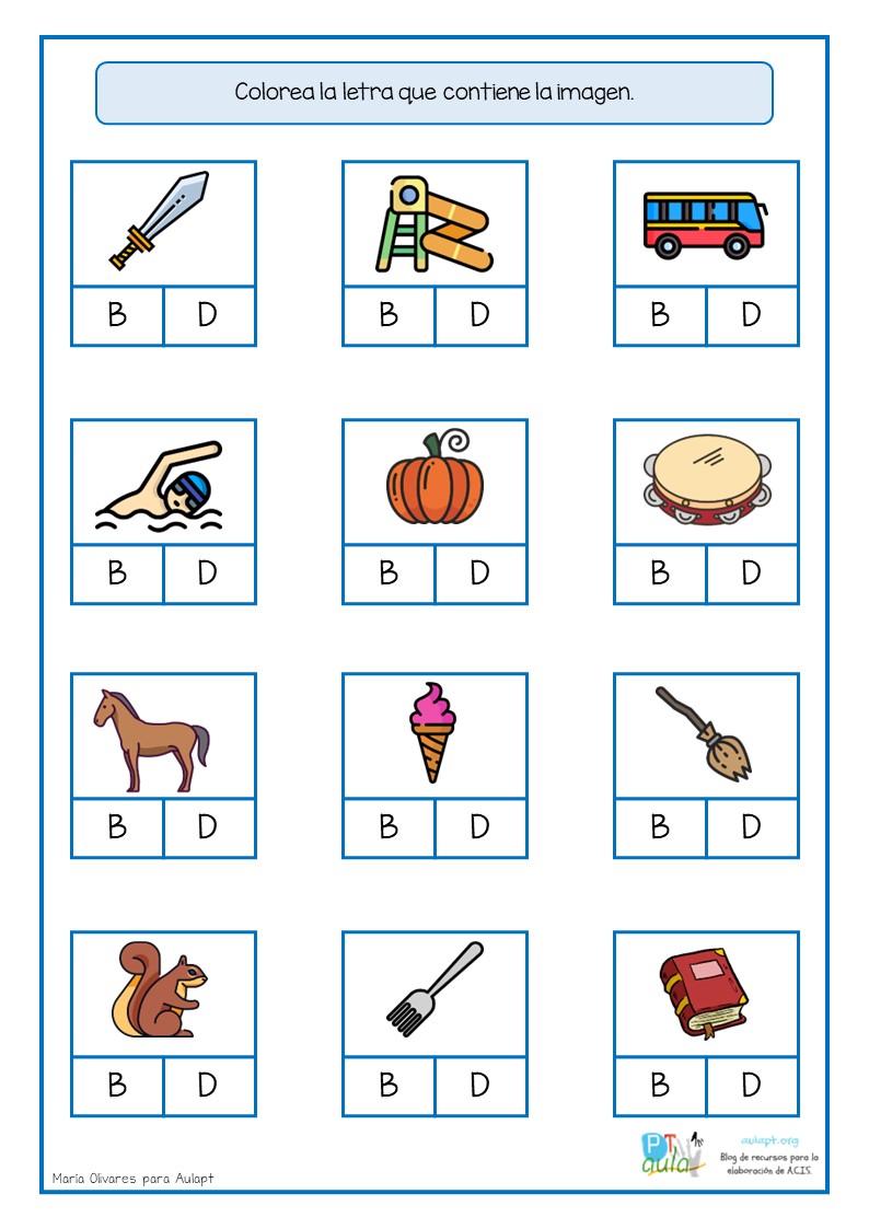 Ficha para trabajar la confusión b – d