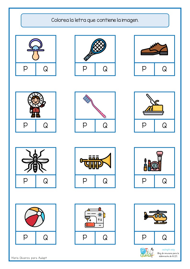 Ficha para trabajar la confusión p – q
