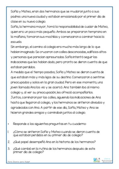 Lecturas con preguntas para mejorar la comprensión lectora