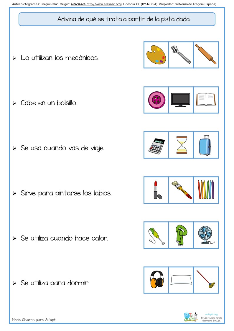 Juego de comprensión lectora a través de pistas: ¿Qué objeto es?