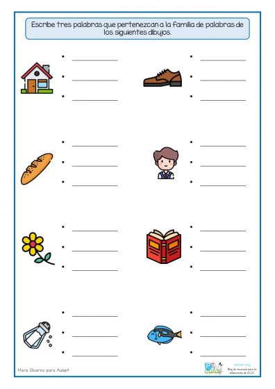 Fichas para crear familias de palabras - Aula PT