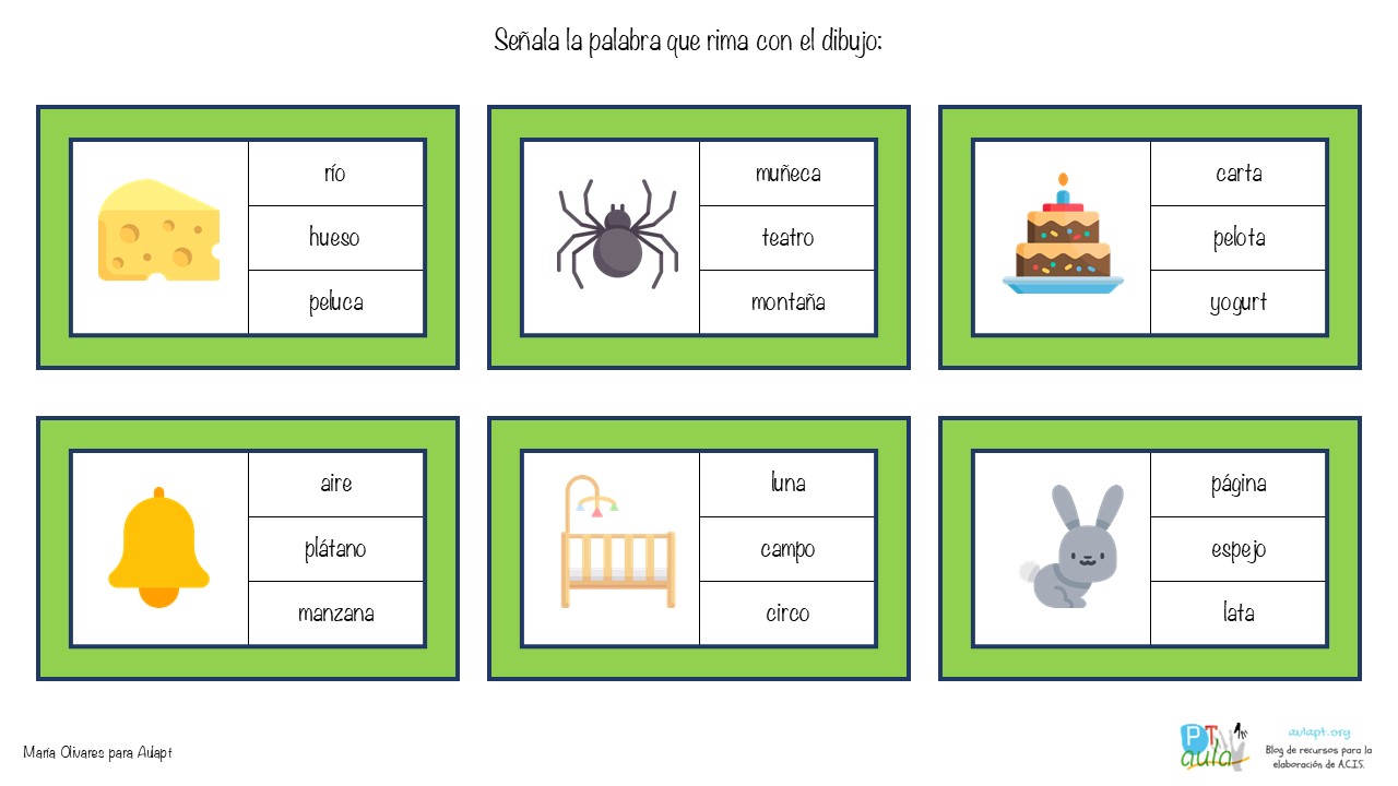 Juego de tarjetas: Palabras que riman