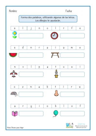 Formamos palabras con ayuda de dibujos