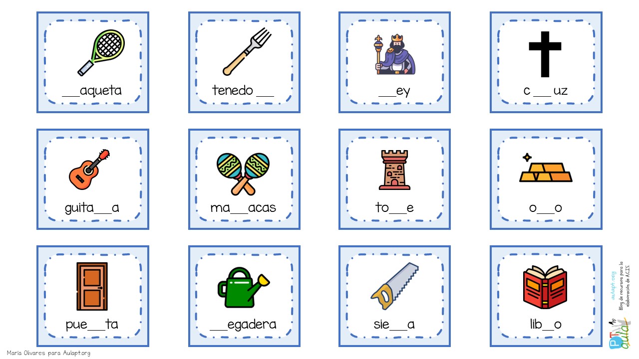 Ortografía R – RR: Baraja de cartas con pistas visuales