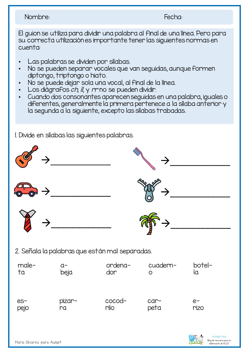 Ficha de actividades: Uso del guión