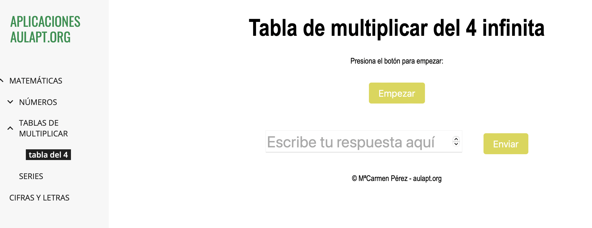 tabla del 4 infinita - Aula PT