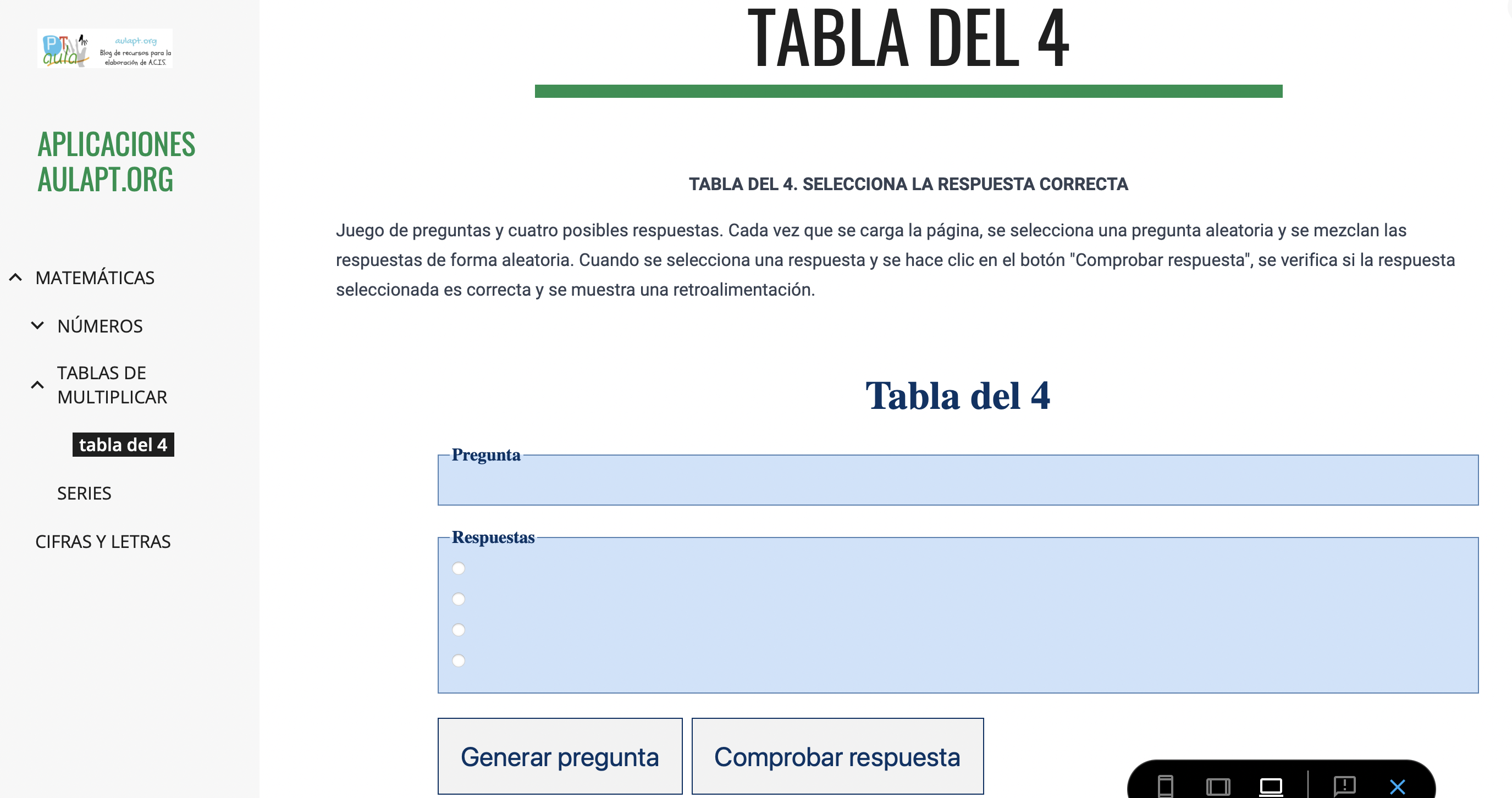 tabla del 4 - Aula PT