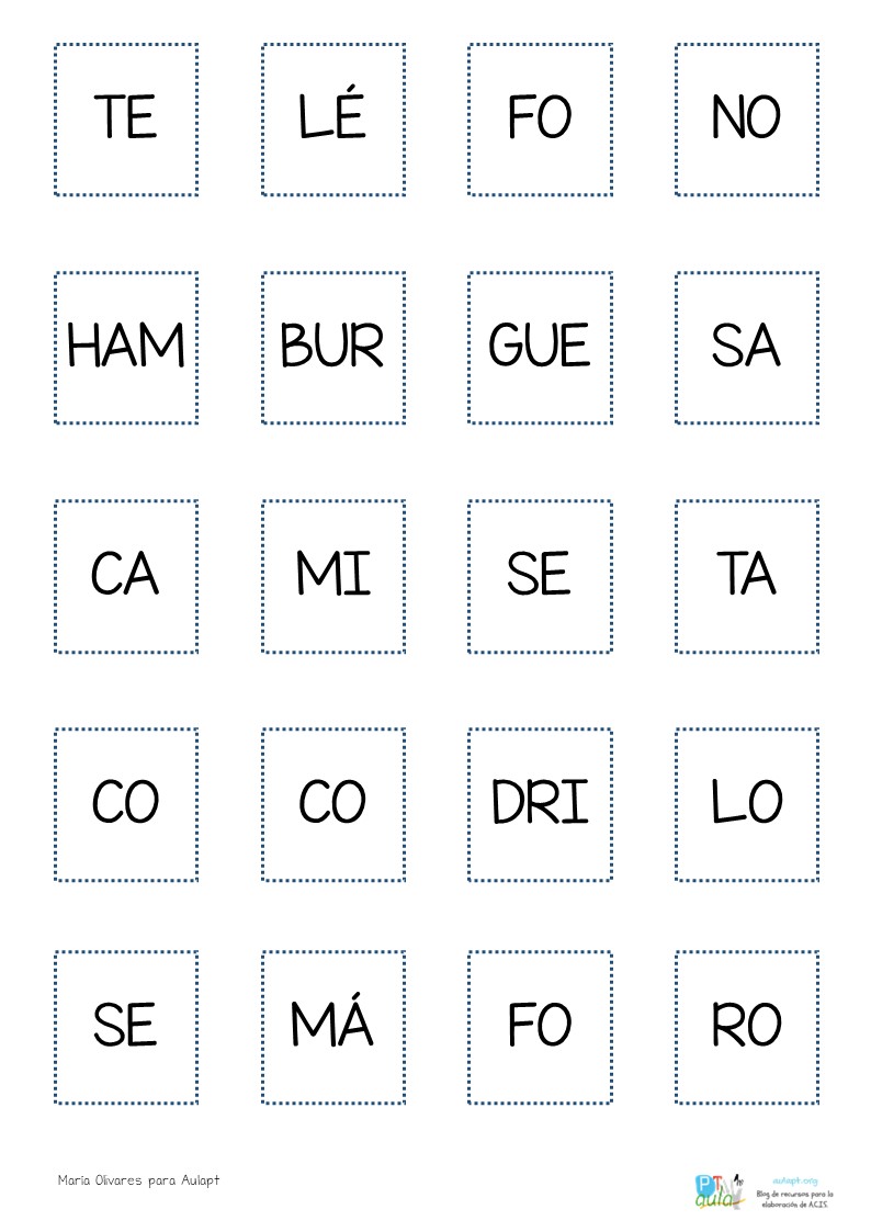 Actividad manipulativa: Palabras polisílabas