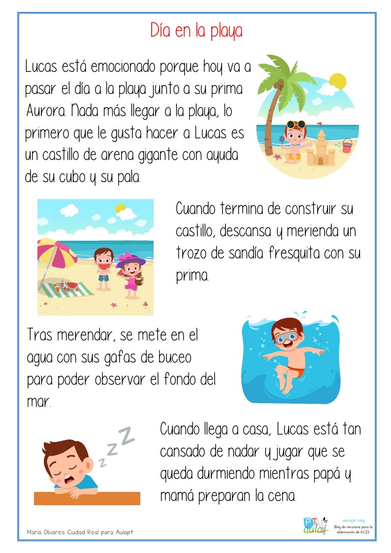 Lectura Comprensiva Día En La Playa Aula Pt