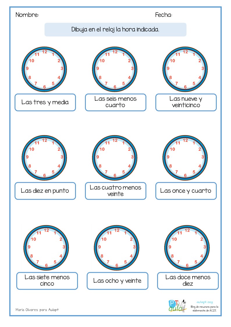 Trabajamos las horas en el reloj analógico